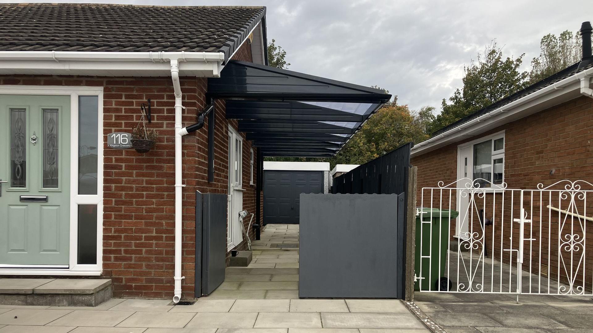 Bespoke Black Cantilever Canopy Installation