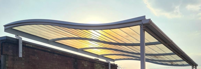 Custom Wave Steel Archway Canopy Installation | Van Storage for Fire ...