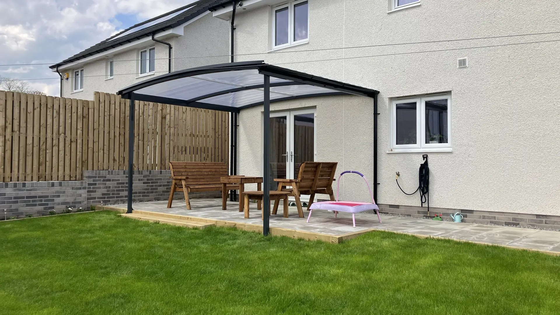 3.2m x 4m Archway Canopy Installation in Anthracite Grey